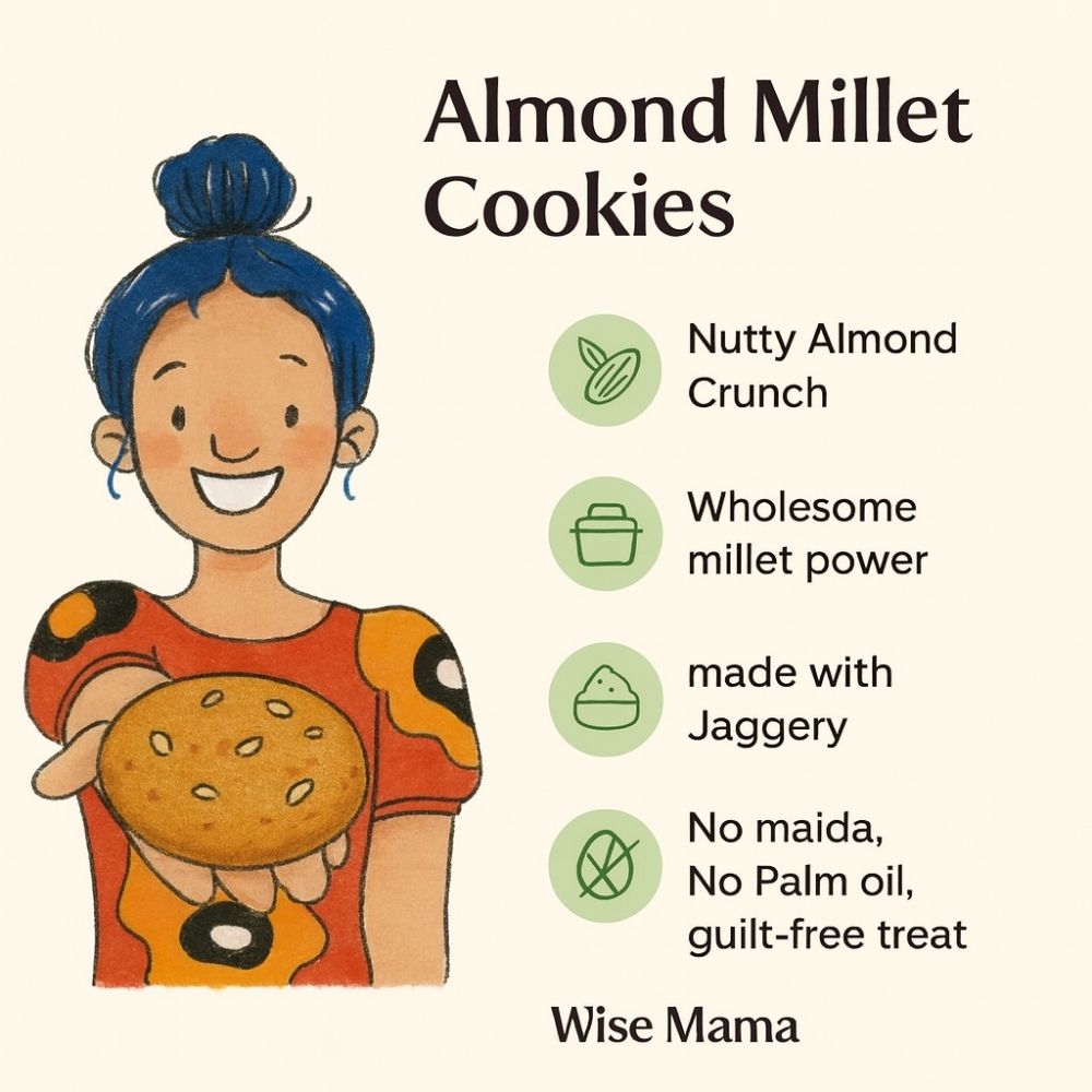 Almond Millet Cookies (No Maida, Jaggery Sweetened) | Healthy Snack for ...